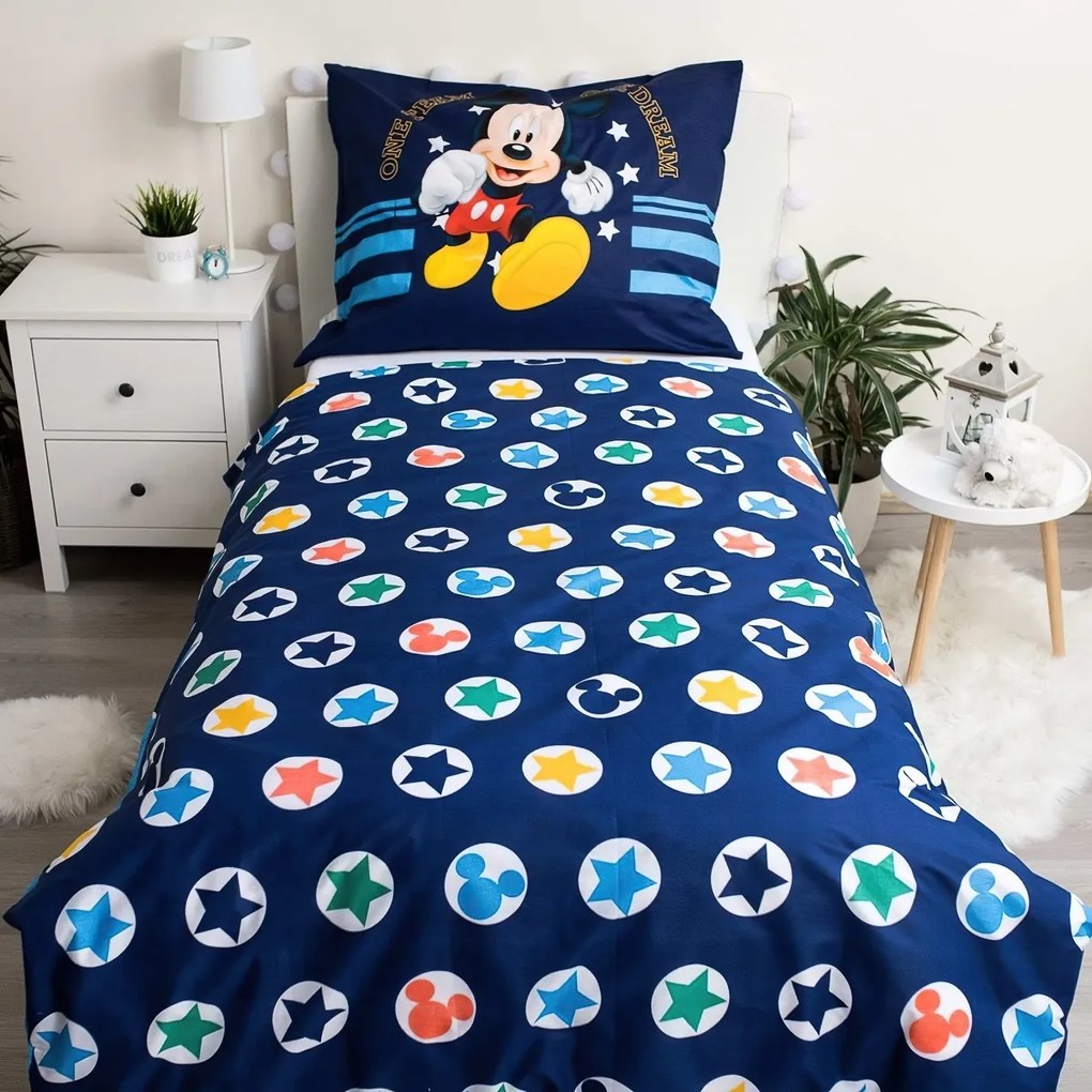 Jerry Fabrics povlečení MICKEY TEAM, Mickey Mouse na modré, bavlna hladká, 140x200cm + 70x90cm