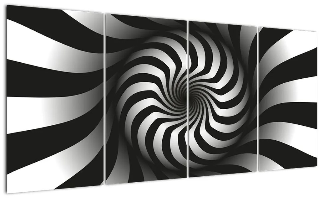 Abstraktní obraz černobílé spirály (160x80 cm), 40 dalších rozměrů