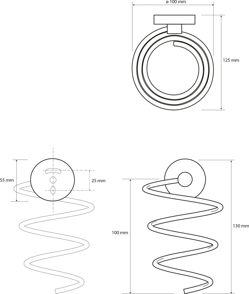 Sapho Sapho, X-ROUND držák fénu, spirálový, chrom, XR002