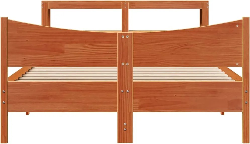 Rám postele s čelem voskově hnědý 150 x 200 cm masivní borovice 3306302
