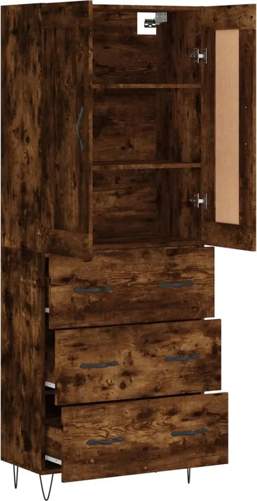 Skříň highboard kouřový dub 69,5 x 34 x 180 cm kompozitní dřevo 3199782