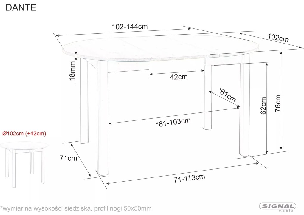 Rozkládací jídelní stůl Dante I 102/144 cm dub artisan/černý
