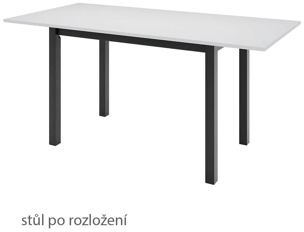 Jídelní stůl FOBOS P | 125x80 cm | rozkládací | černé dřevěné nohy | VÝBĚR DEKORU DESKY