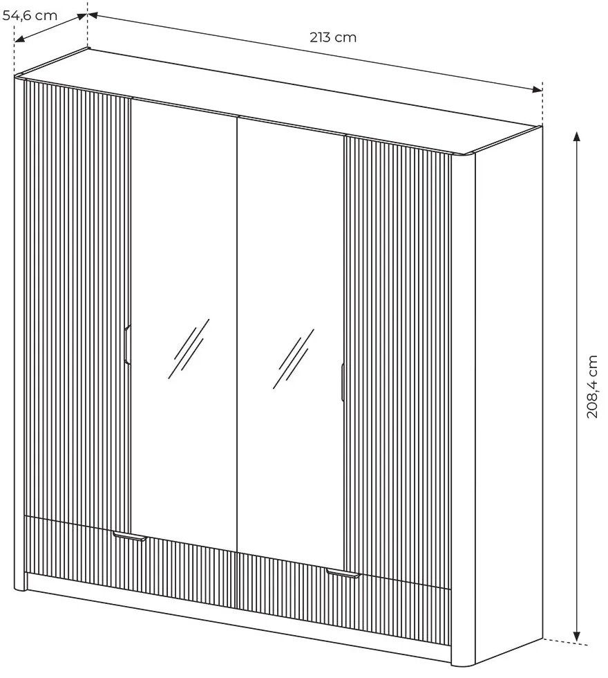 LANTE b | šatní skříň H | 213 cm | se zrcadly | béžová/zlatá