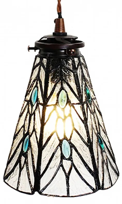 Závěsná Tiffany lampa modré kamínky Blue Gems – 15x115 cm