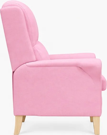 relaxační křeslo, odpočinkové, ušák, dřevo/textil, 101x95x75 cm, přírodní/růžová, Dekorino KR20260044