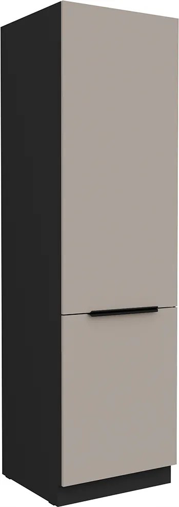 ARIA cb | vysoká skříňka 60 LO-210 2F na vestavnou lednici | 60 cm | ANTI FINGERPRINT povrch | černá/béžová