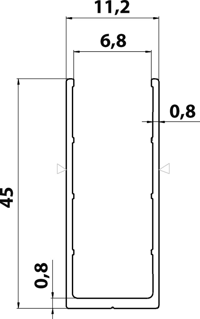 Aqualine WALK-IN rozšiřovací stěnový profil 45mm NDWI-45