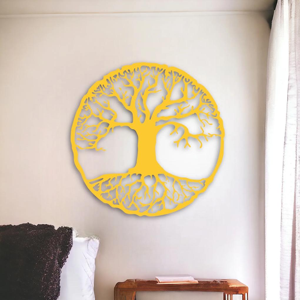 Strom života 8 - kovový obraz na zeď Velikost: 75cm, Barva: Yellow