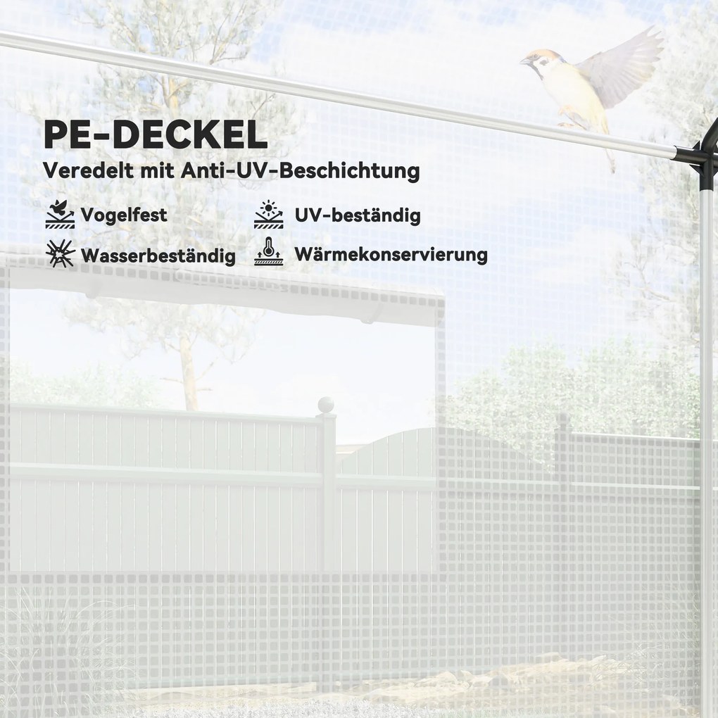 Outsunny Zahradní Skleník 2x3x2 m Tunelový Skleník s 4 Síťovými Okny a Zipovým Dvéřím Proti UV pro Terasu Zahradu Bílý