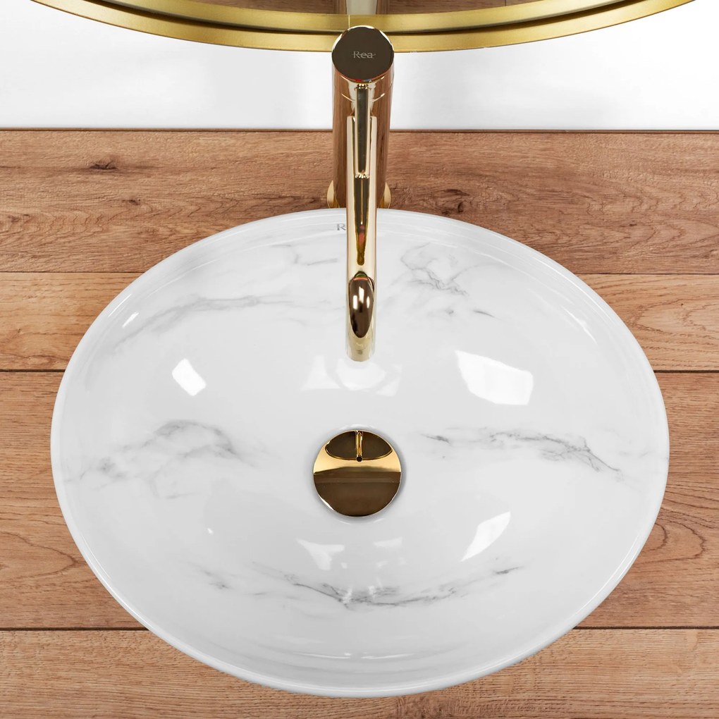 Rea Sofia Nature Marble, umyvadlo na desku 410x345x150mm, imitace kamene, REA-U6605