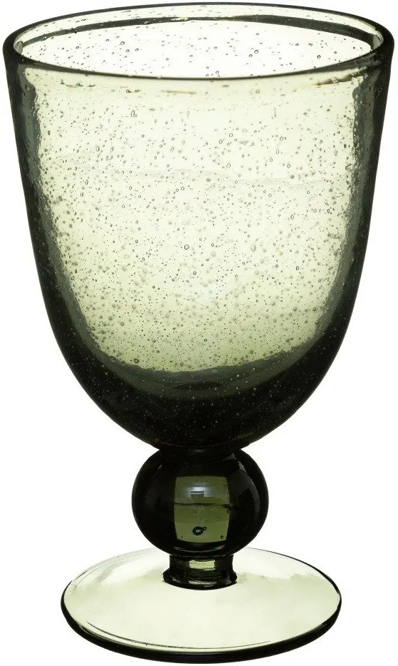 Sklenka na víno ze zeleného skla GREY BUBBBLE, 10 cm