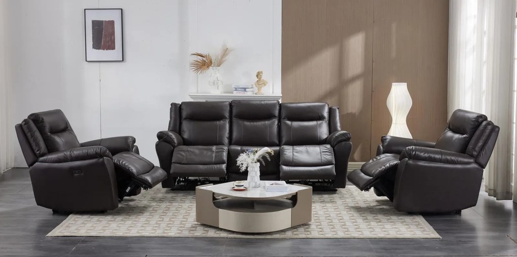 FALCO Sedací souprava Komfort – pravá kůže a elektrický relax