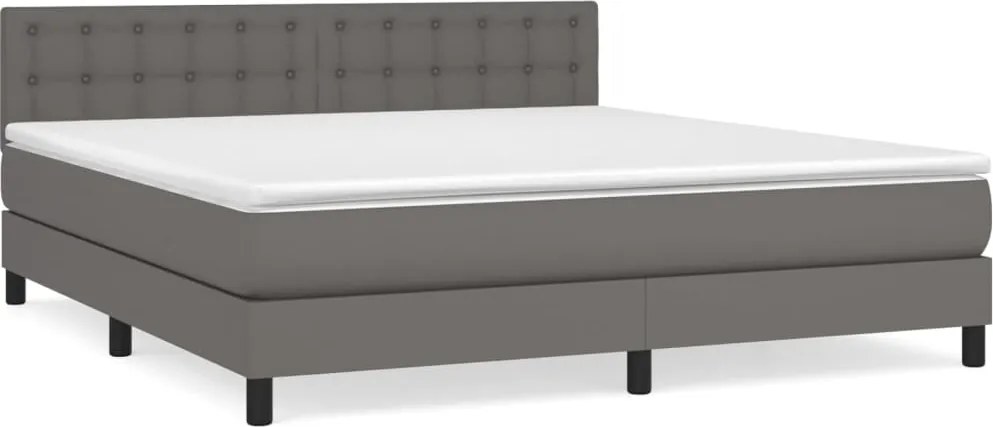 Box spring postel s matrací šedá 160x200 cm umělá kůže 3141135