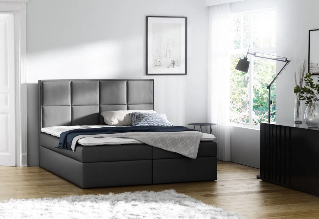 Expedo Čalouněná postel boxspring WOLF + topper, 160x200, madryt 190