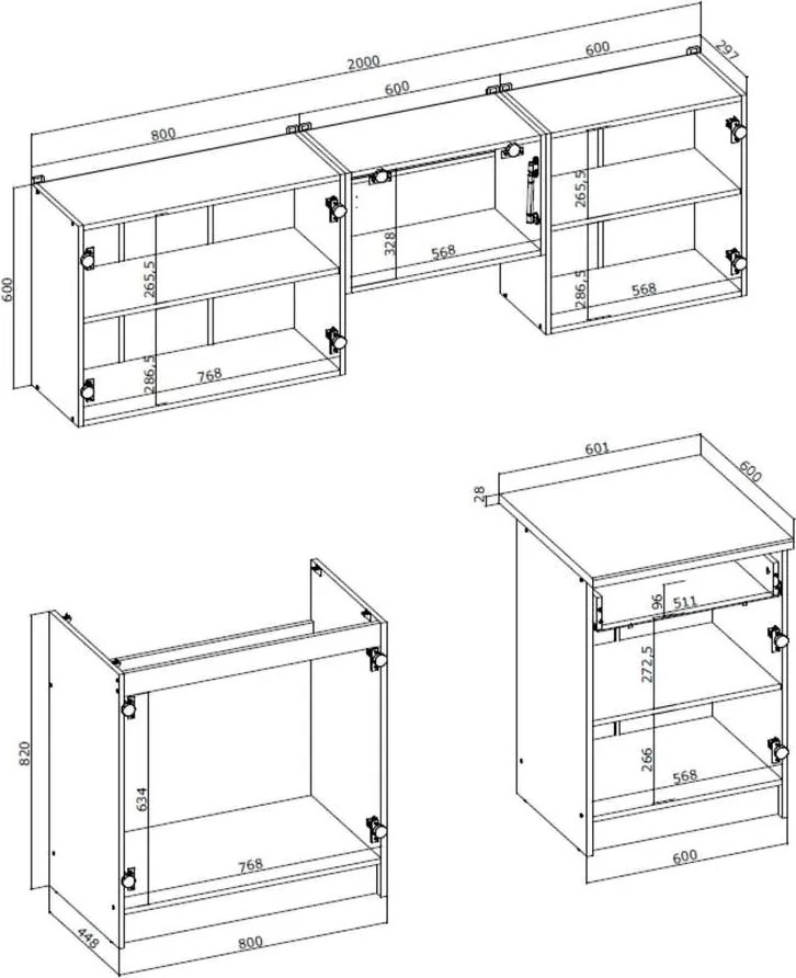 Kuchyňská linka Maria 200, dub cremona / krémová