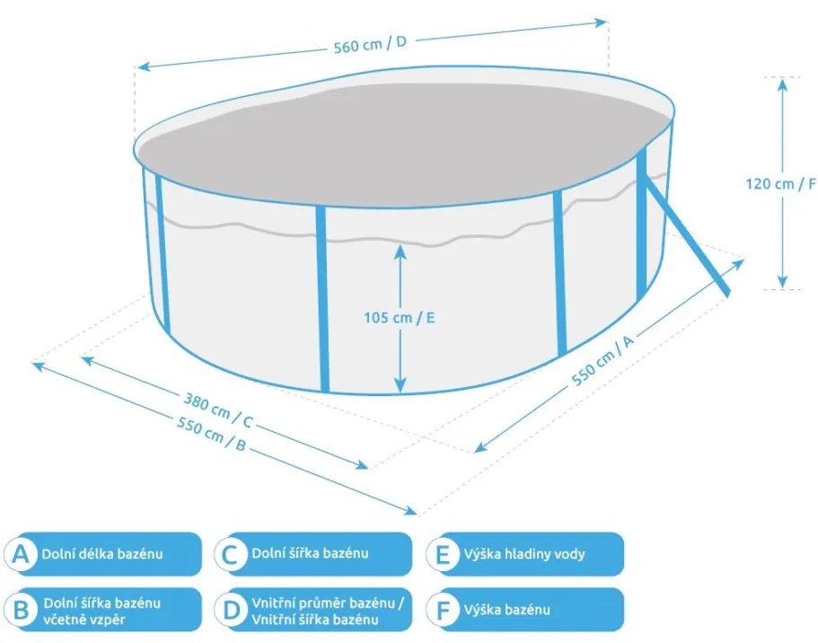 Bazén Orlando Premium DL 3,66 x 5,48 x 1,22 m - GRAPHIT, bazén, fólie