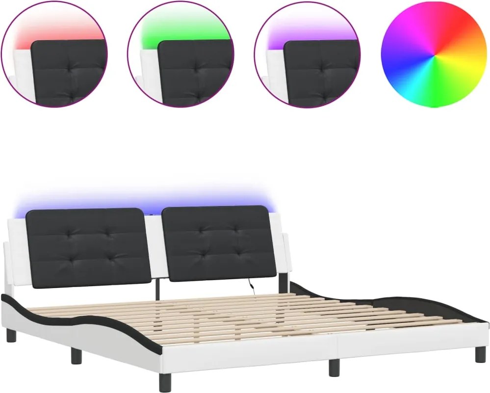 Rám postele s LED bez matrace Zadar bílý a černý 200x200 cm 3214137