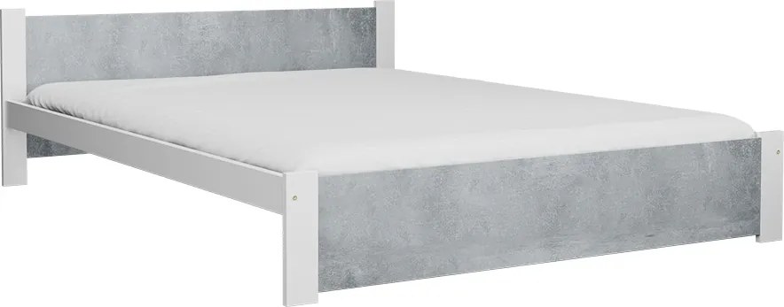 Postel IKAROS 180 x 200 cm, beton/bílá Matrace: Bez matrace, Rošt: S lamelovým roštem