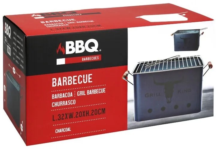 PROGARDEN Přenosný gril na dřevěné uhlí GRILL KING 43 x 20 cm modrá KO-C83000120