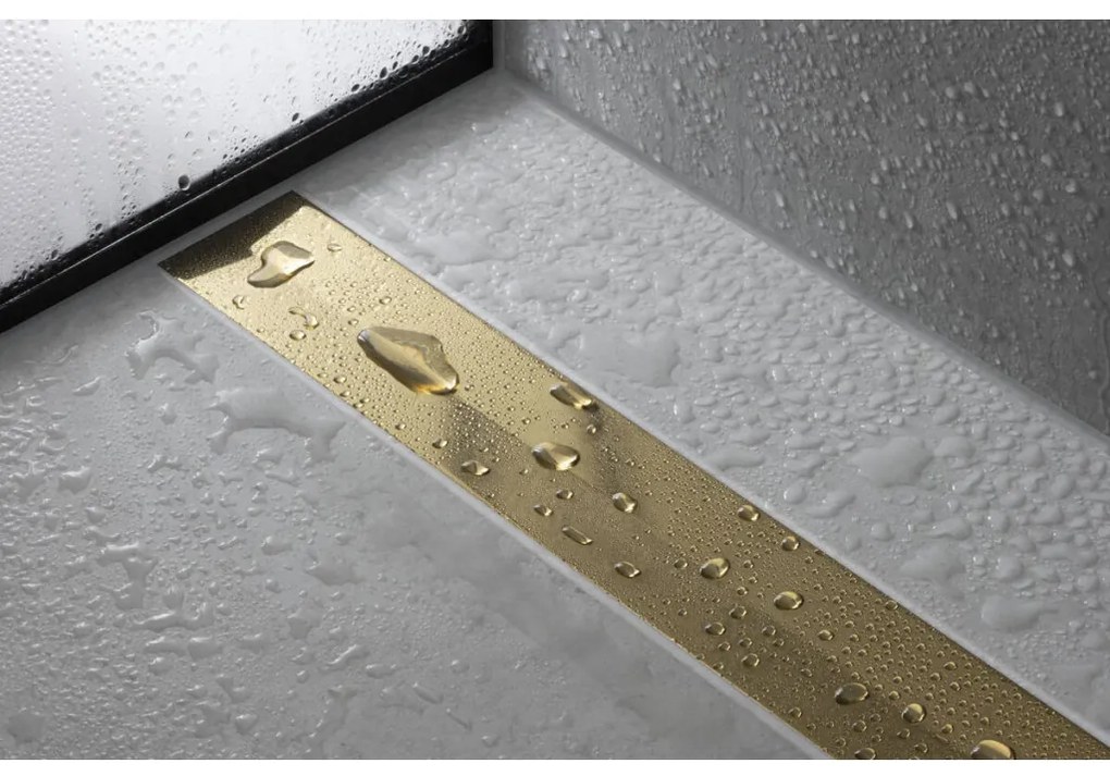 Hansgrohe RainDrain Flex - Vrchní sada sprchového žlabu 800, zkracovatelný, pro instalaci volně na plochu, leštěný vzhled zlata 56044990