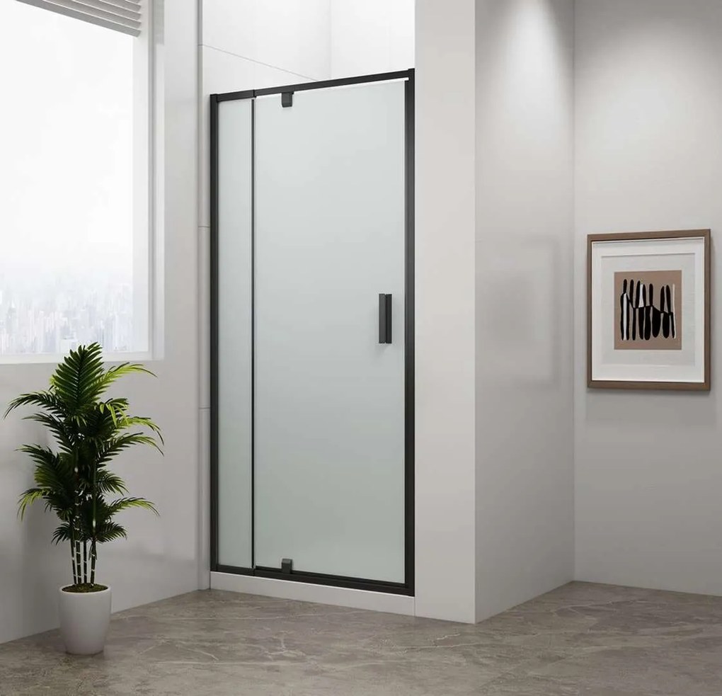Polysan Easy Black - Sprchové dveře pivotové 76-90x190 cm, sklo Brick/matná černá EL1638B