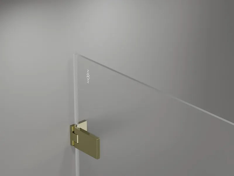 Mexen Lunar-F, sklápěcí sprchový kout pravý 85 x 70 cm, 8mm čiré sklo, zlatý profil, 836-085-070-50-00-P