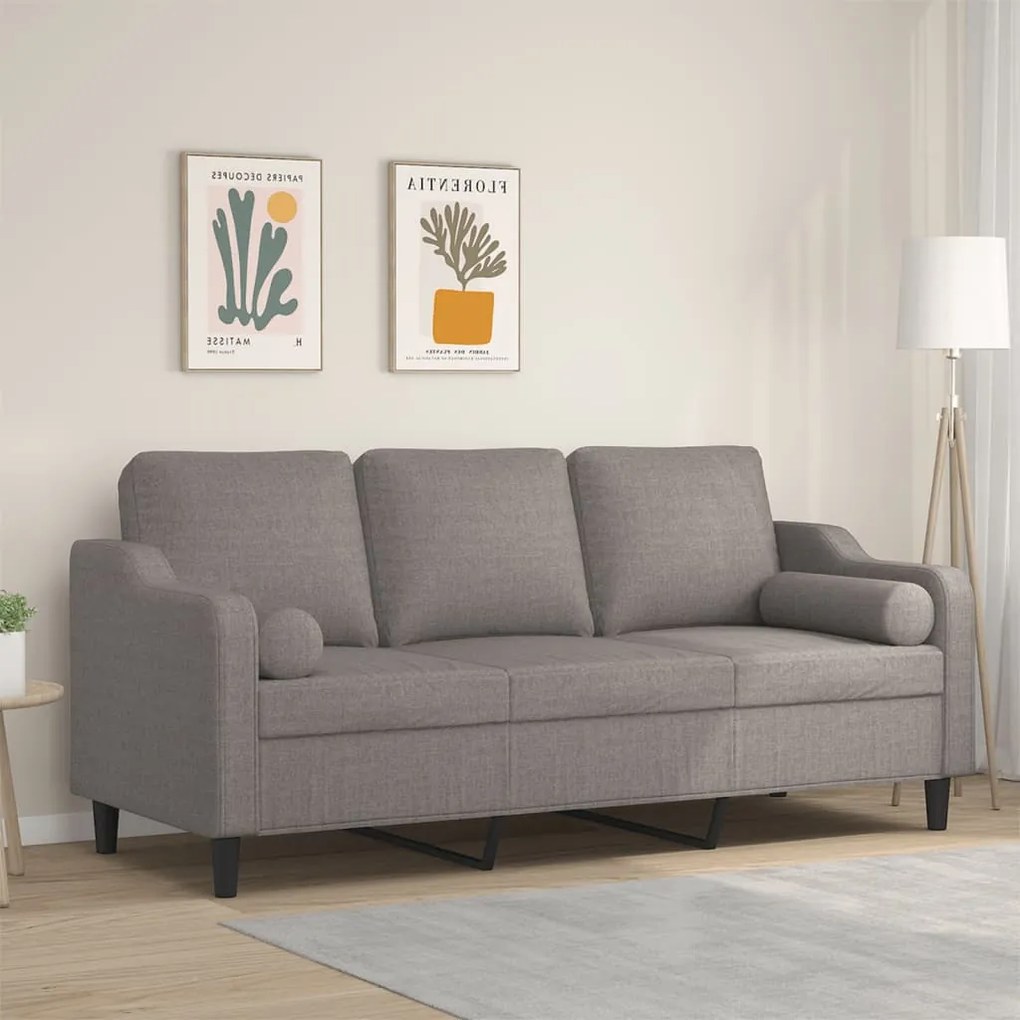 3místná pohovka s polštáři taupe 180 cm textil 3200860