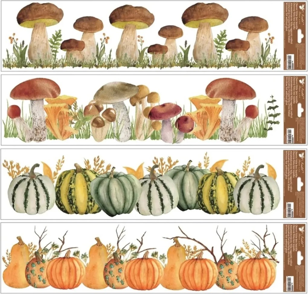 Anděl Přerov Okenní fólie Hříbky a dýně, různé druhy, 1 ks, 64 x 15 cm