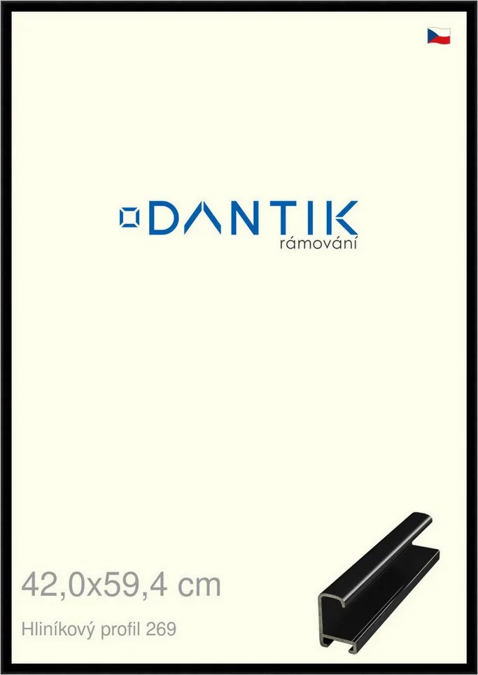 DANTIK rámeček 42x59,4 | ALU profil 7269 Černá lesklá (Plexi Čiré)