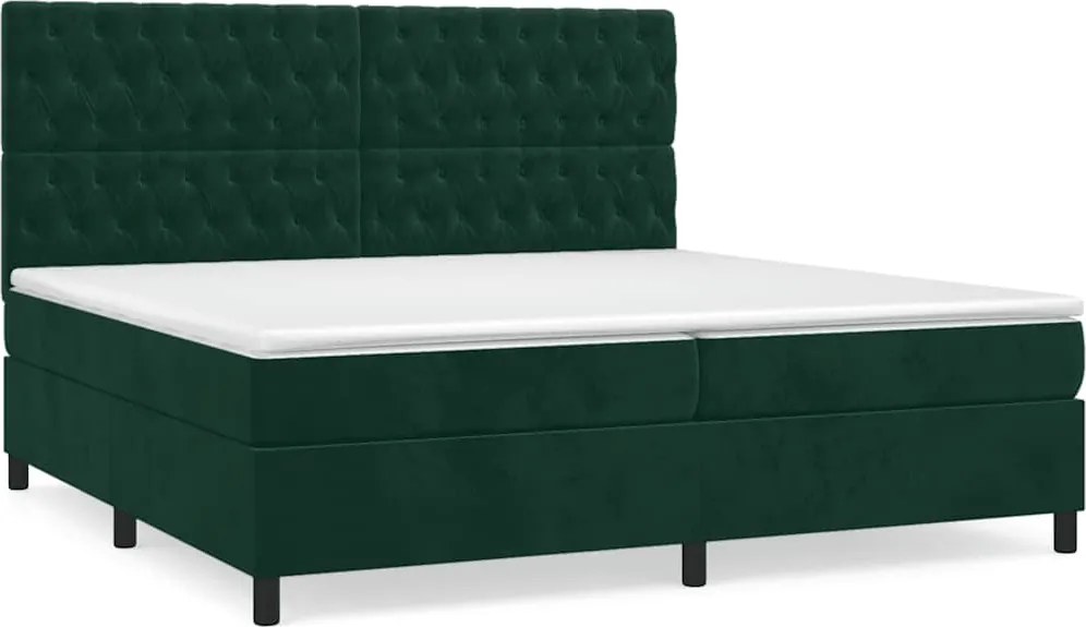 Box spring postel s matrací tmavě zelená 200x200 cm samet 3143226