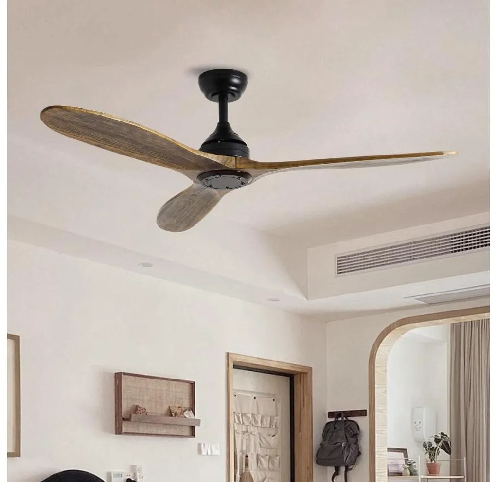 ZEVENTI - Stropní ventilátor LAURIA Wi-Fi Tuya černá/dub + DO ZEV019
