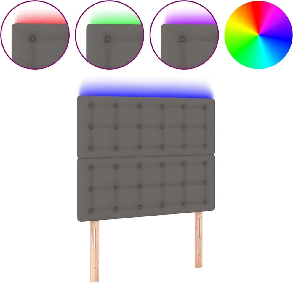 Čelo postele s LED šedé 90x5x118/128 cm umělá kůže 3122506