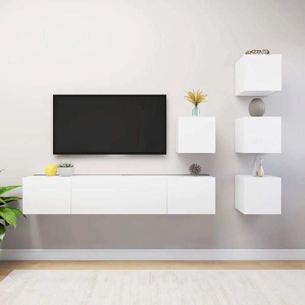 6dílný set TV skříněk bílý dřevotříska 3078721