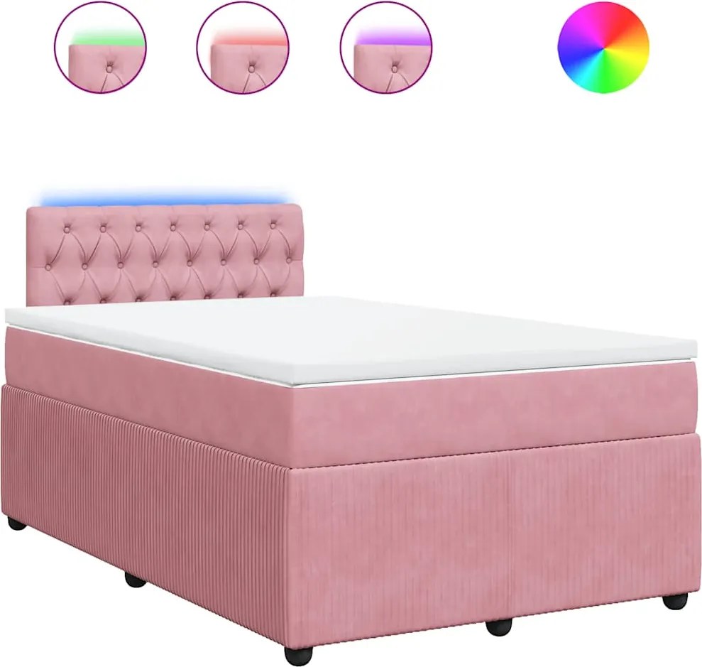 Box spring postel s matrací růžová 120x190 cm samet 3289997