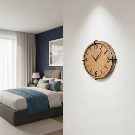 3D Nástěnné hodiny Zlatý dub, tiché, moderní | SENTOP HDF0601-OAK