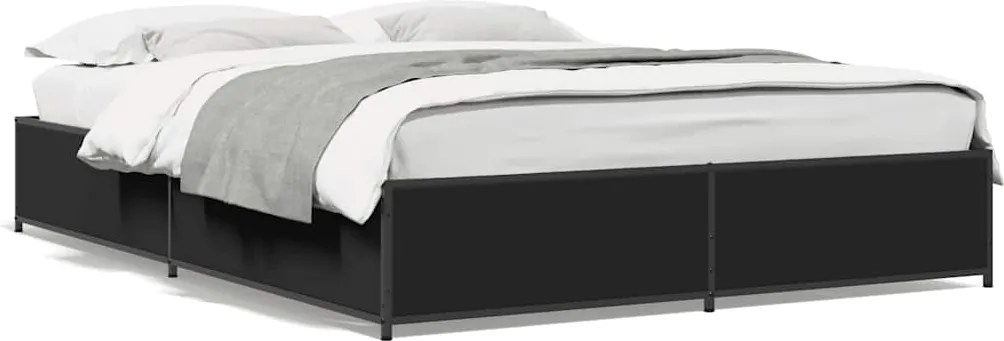 Rám postele černý 135 x 190 cm kompozitní dřevo a kov 3279857