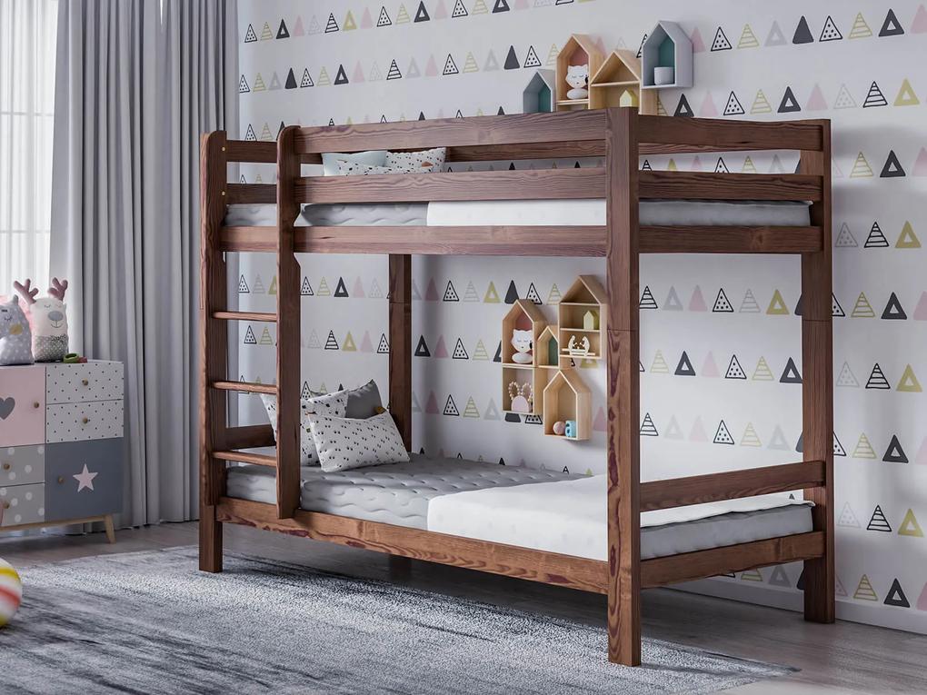 Dřevěná patrová postel 90x200 ořech