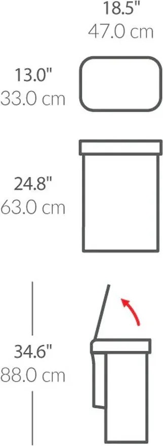 Bezdotykový ocelový odpadkový koš ve stříbrné barvě 58 l Sensor – simplehuman