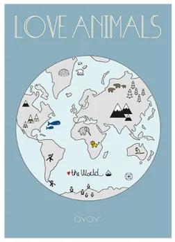 Plakát se zeměkoulí Love Animals Oyoy