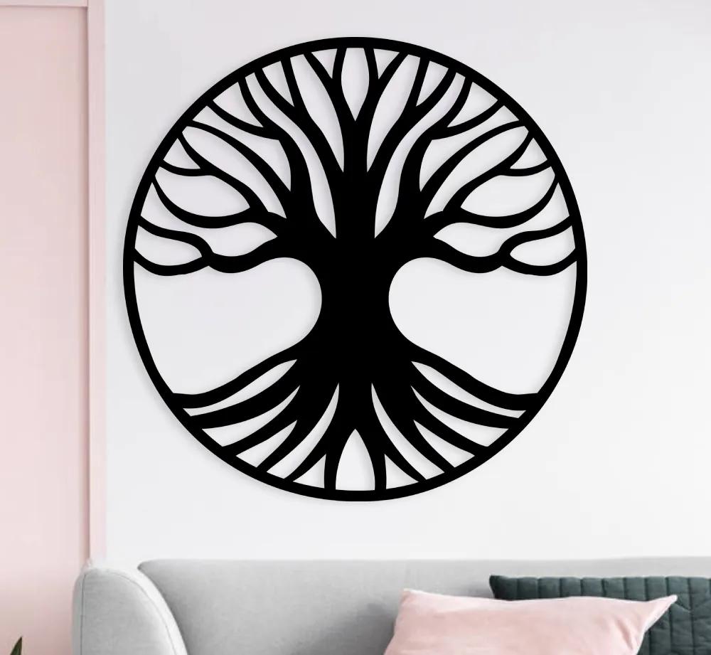 Dřevěný symbol Stromu života na zeď od 2opice.cz Materiál: ČERNÝ EBEN, Velikost (mm): 650 x 650