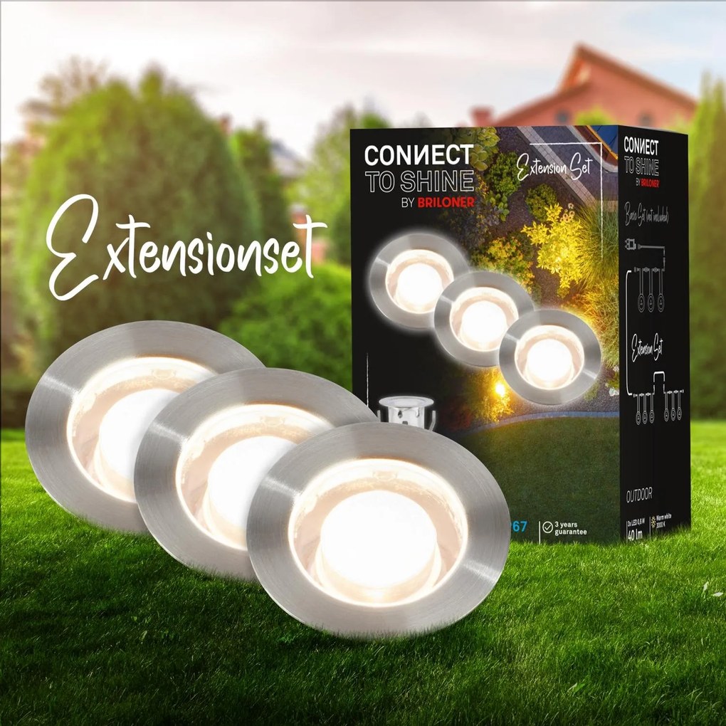 BRI 3913032 CONNECT TO SHINE prodlužovací sada Kebony 3ks LED zapuštěných svítidel do země, IP67 - BRILONER