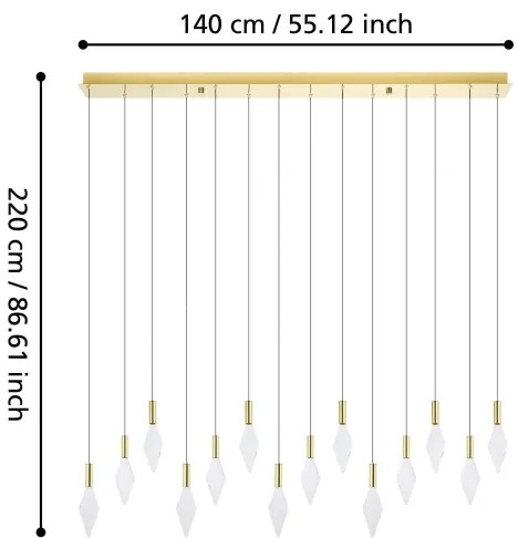Eglo 390362 - LED Stmívatelný lustr na lanku MIRADOR 14xLED/3,3W/230V zlatá