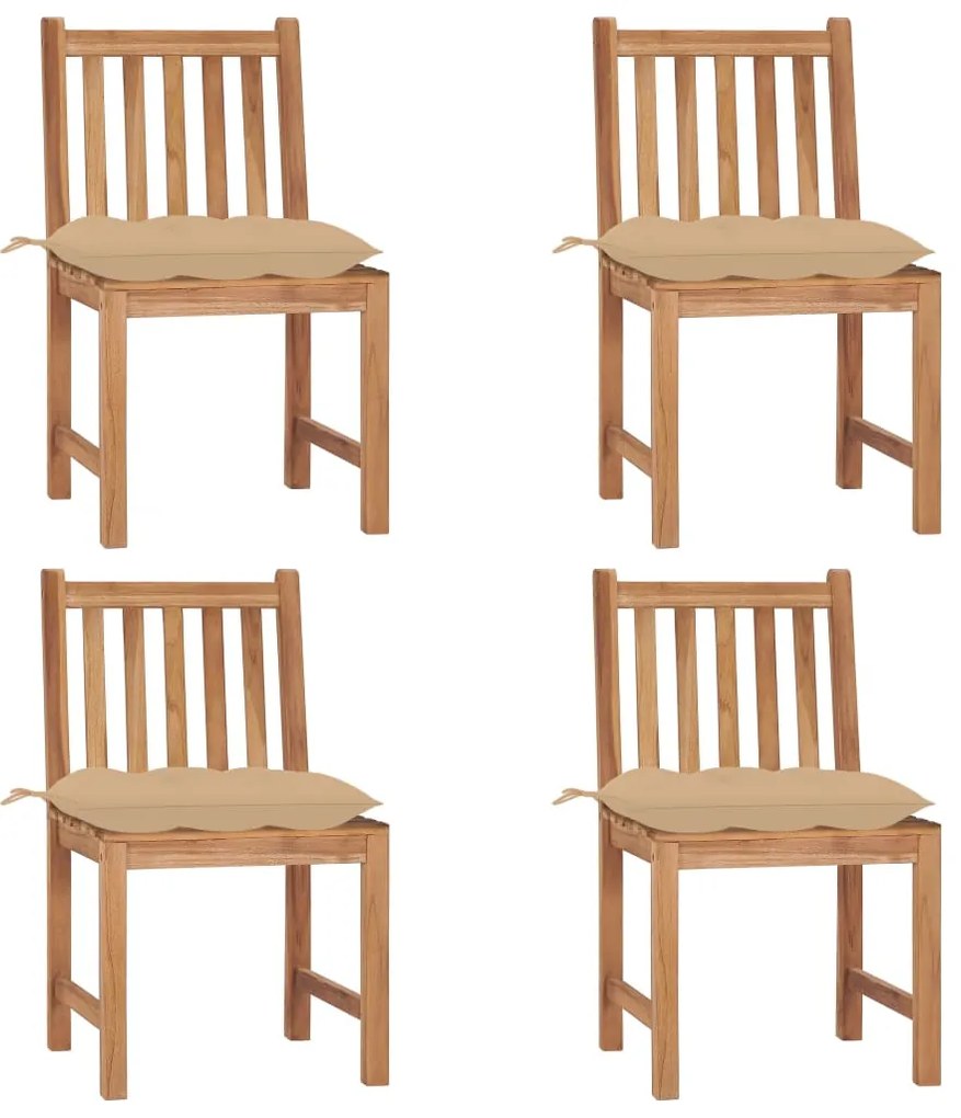 Zahradní židle 4 ks s poduškami masivní teak 3073106