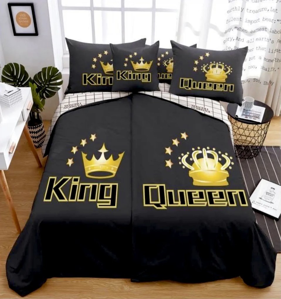 6 dílné Povlečení polycotton King &amp; Queen gold 200x140cm + 90x70 cm TiaHome