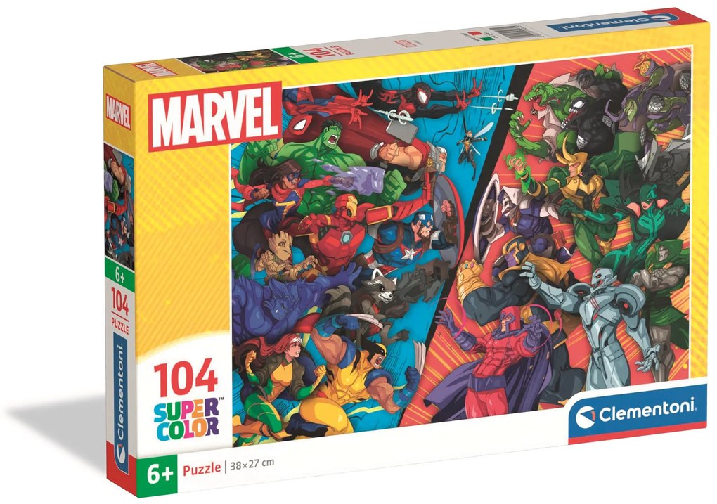 Clementoni - Puzzle 104 Marvel Hrdinové vs. Záporáci
