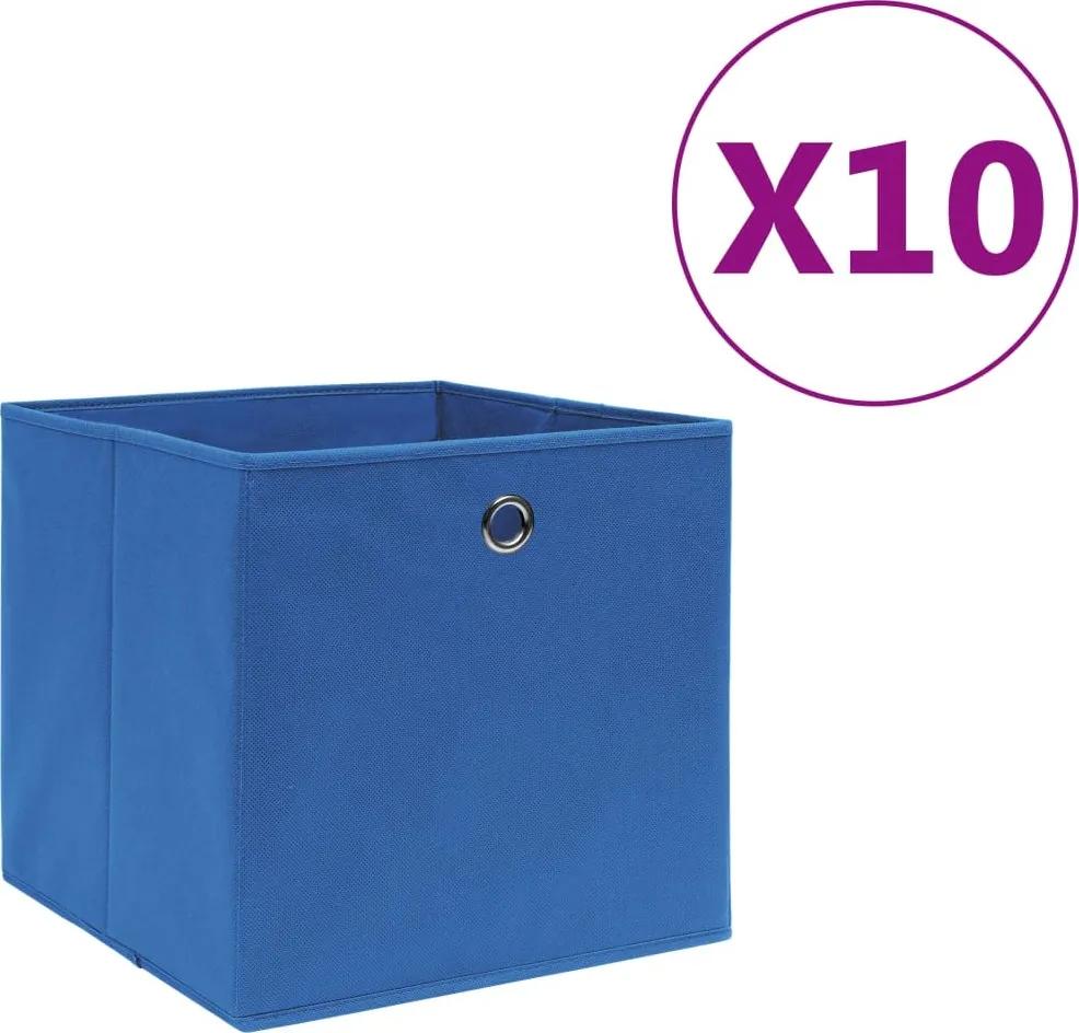 vidaXL Úložné boxy 10 ks netkaná textilie 28 x 28 x 28 cm [325218] Barva: modrá s víky