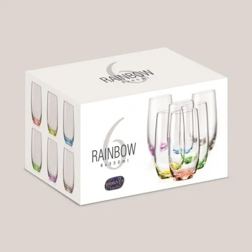 Crystalex Barevné sklenice Club Rainbow 350 ml, 6 ks