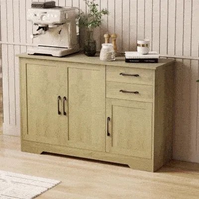 HOMCOM moderní obývací pokoj Komoda se třemi dveřmi 2 zásuvky Nastavitelné police pro vstup do jídelny 120x38x79 cm Přírodní