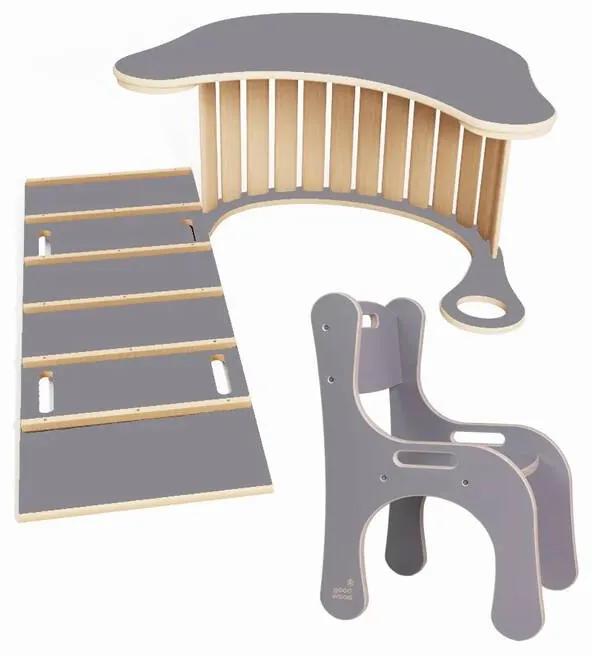 Montessori dřevěná houpačka - set se stolečkem a ergonomickou židličkou